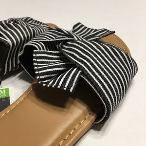 west loop | Shoes | Nwt Black White Striped Bow Sandals Flats | Poshmark